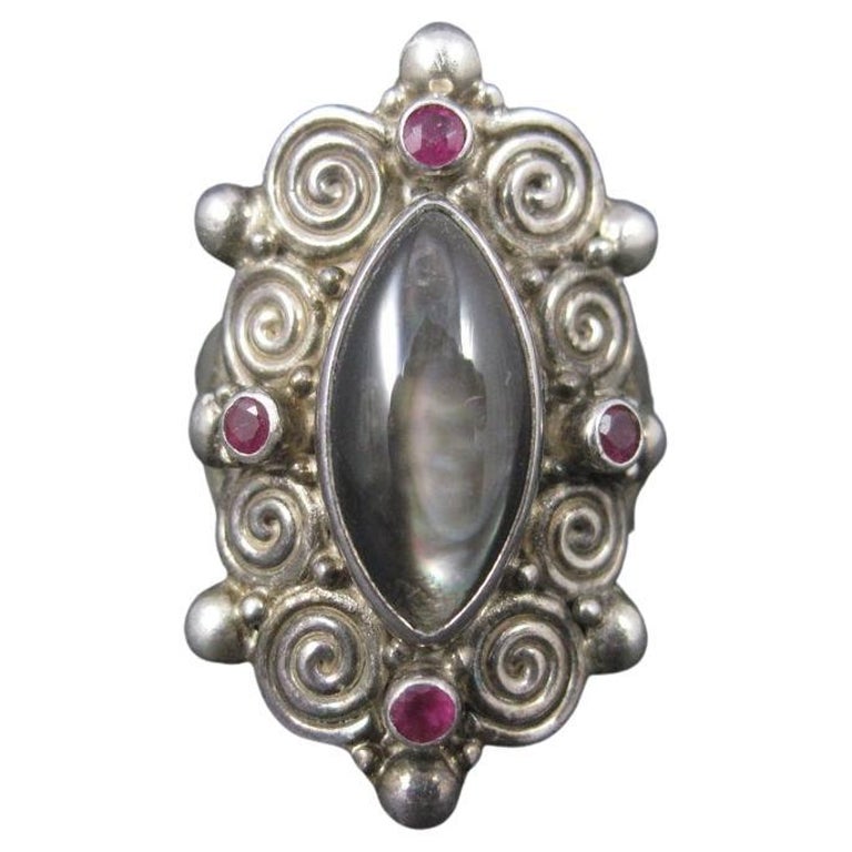 Sajen Black Mother of Pearl Ruby Ring For Sale at 1stDibs