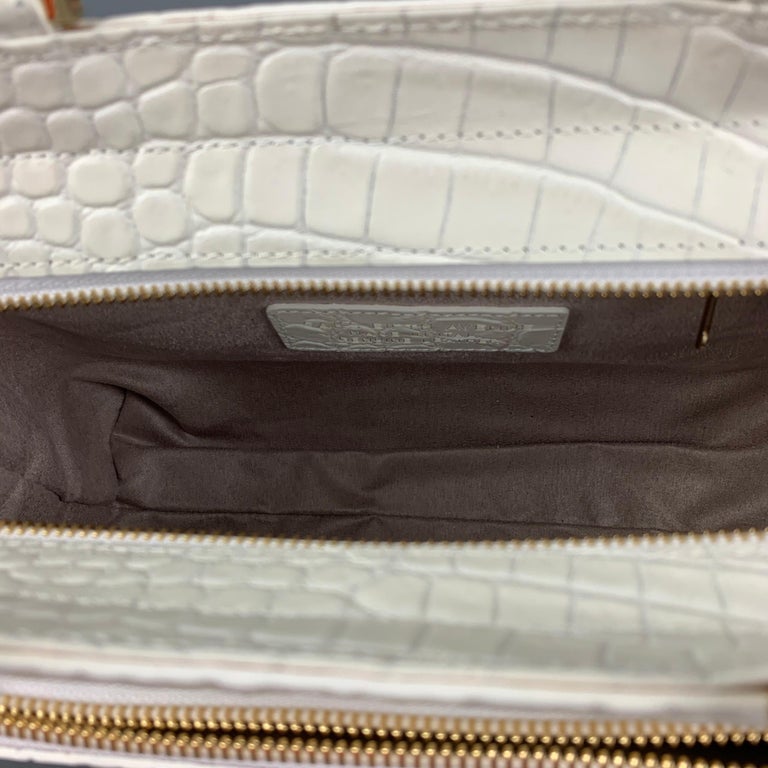 SAKS FIFTH AVENUE Off White Alligator Leather Embossed Handbag For Sale ...
