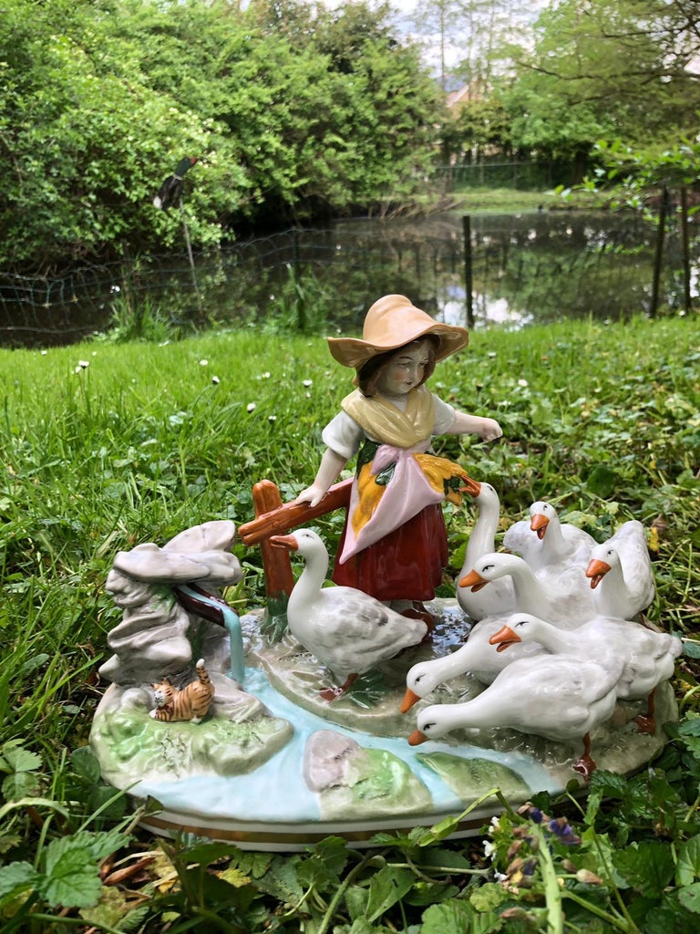 Saksisch Dresden Porcelain 'The Goose Herder', before 1989 For Sale at ...
