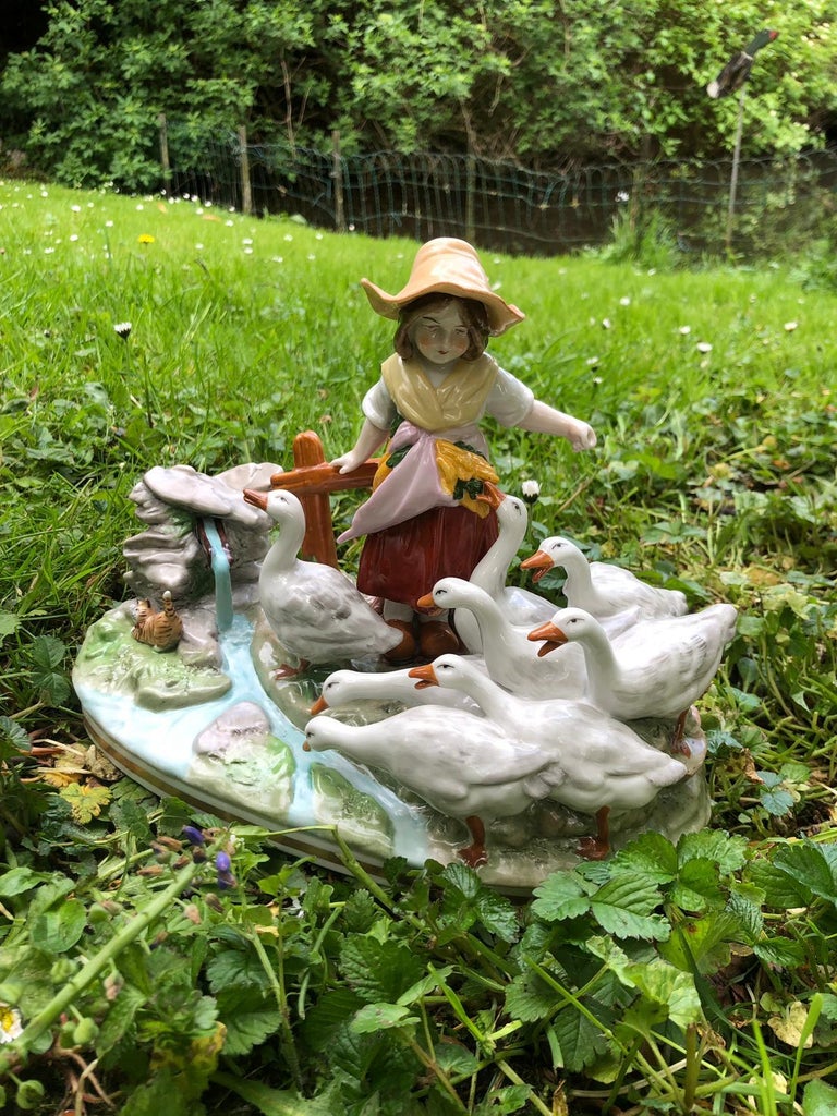 Saksisch Dresden Porcelain 'The Goose Herder', before 1989 For Sale at ...
