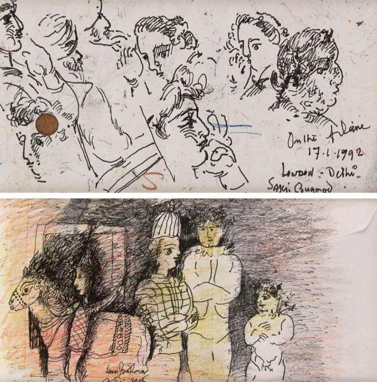 Sakti Burman - Untitled, Mixed Media on Paper, Black, Yellow colour by ...