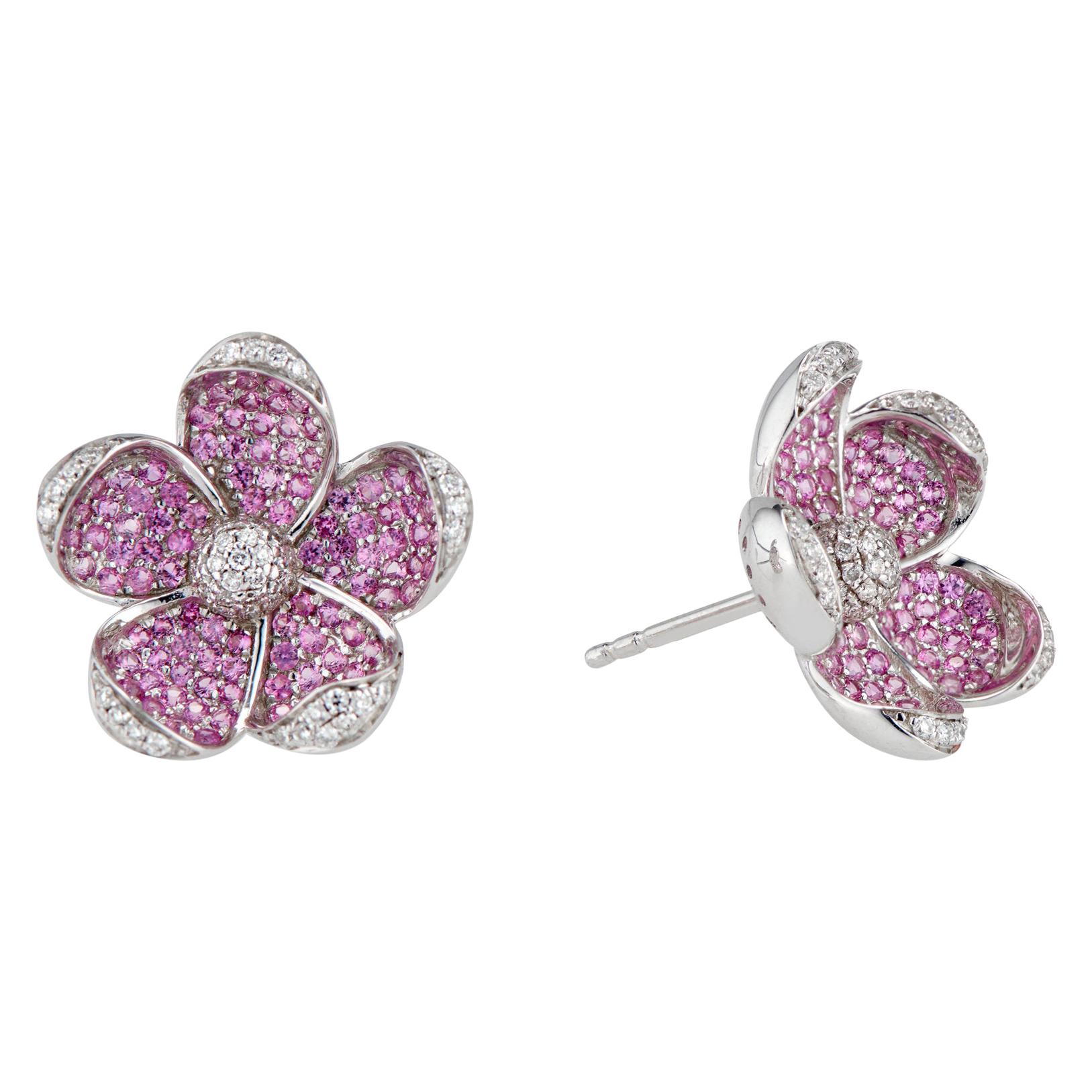 Purple and Pink Sapphire Linear Drop Earrings at 1stDibs