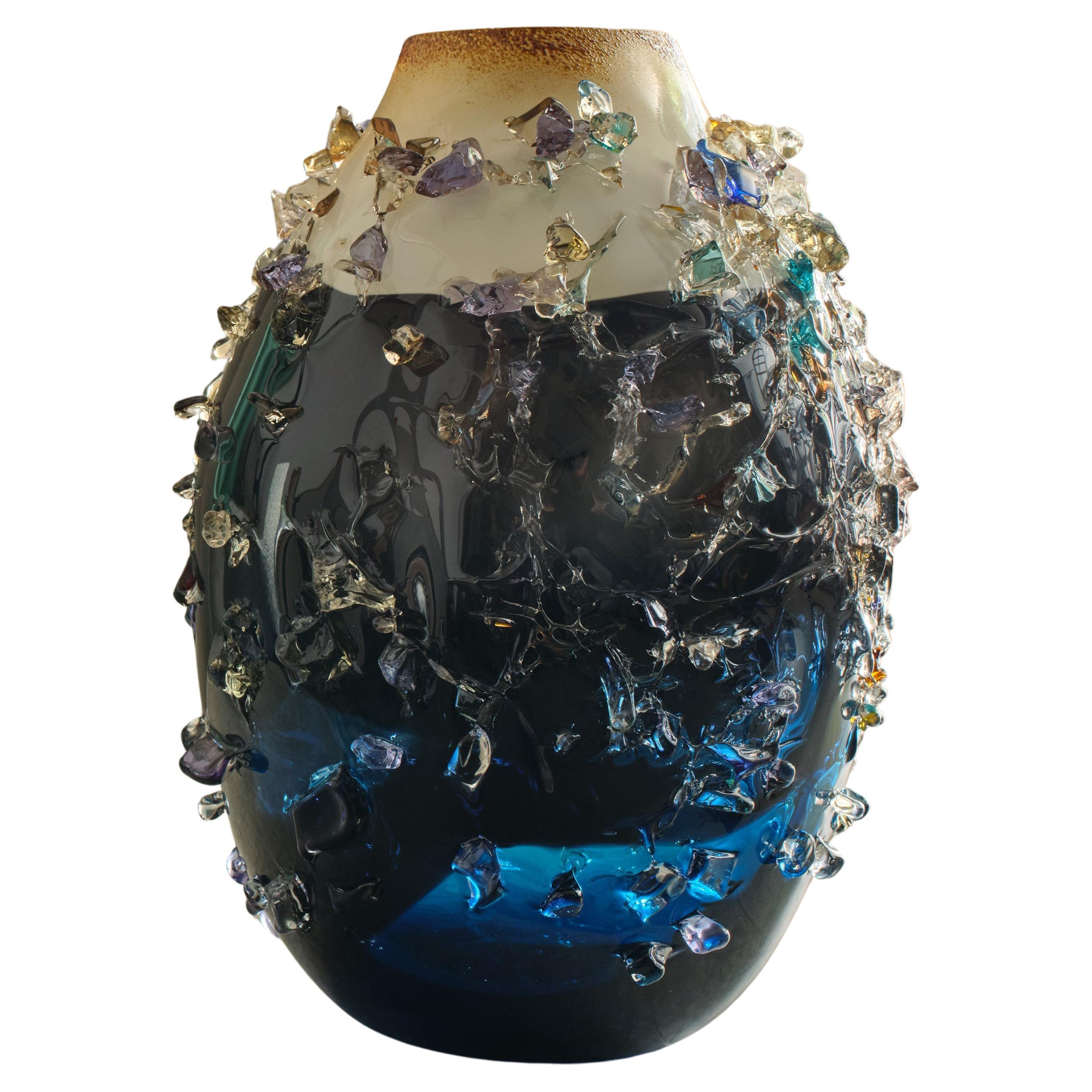 Sakura TFO23031, indigo, blue and cream textured glass vase by Maarten ...