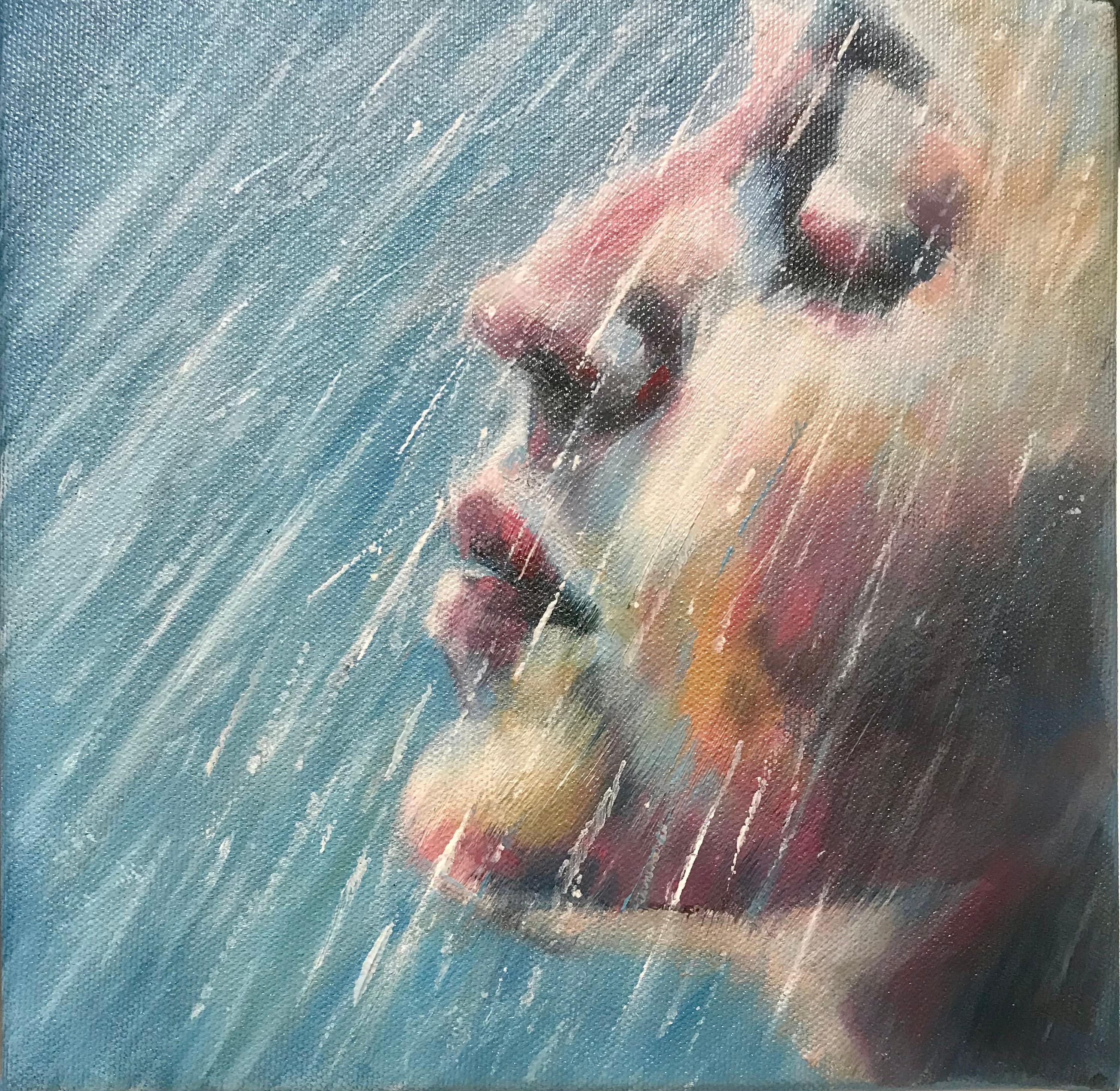 Sal Jones - Let It Pour - original female human figure water oil ...