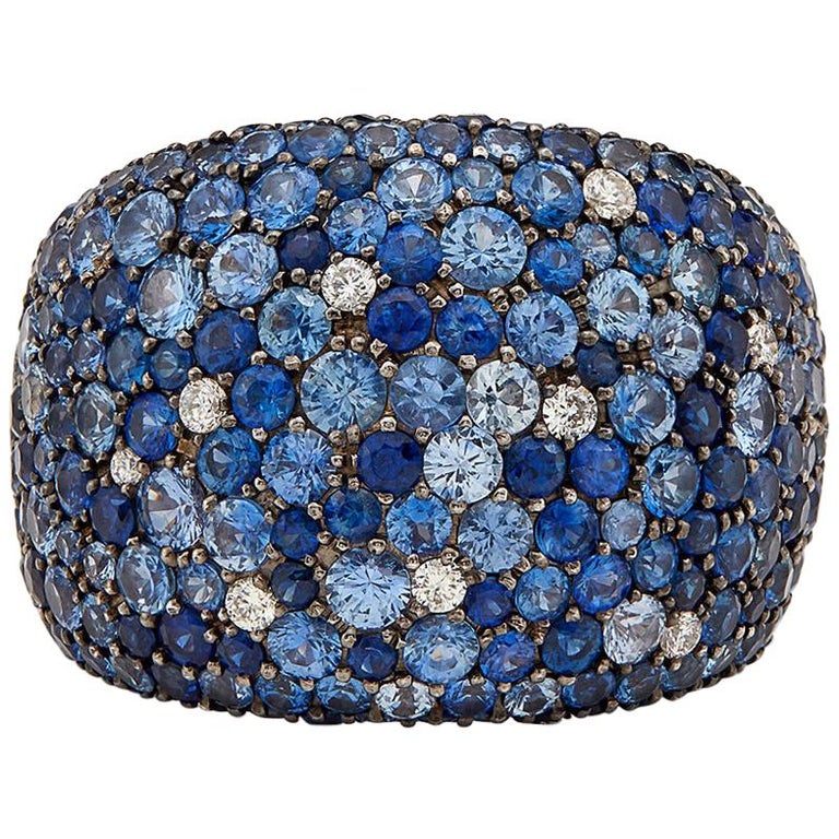 Salavetti Sapphire and Diamond Pave Ring at 1stDibs | sapphire pave ...