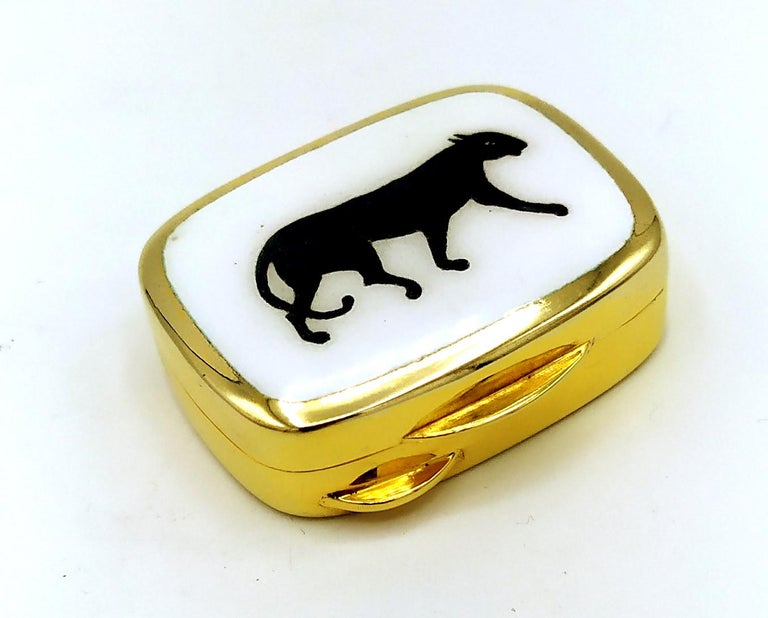 Salimbeni Black Panther Snuff Box or Pill Box enamel. For Sale at 1stDibs