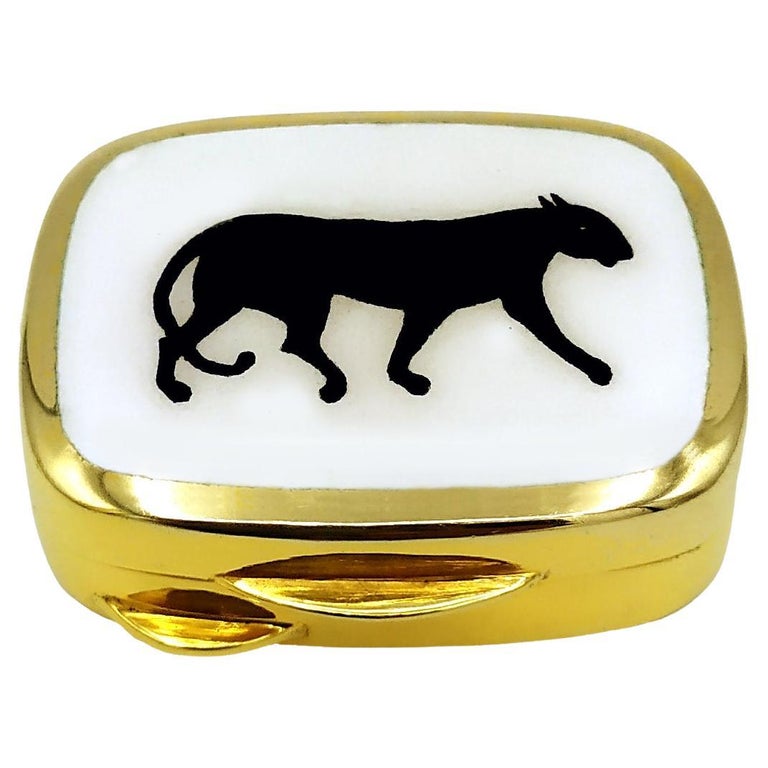 Salimbeni Black Panther Snuff Box or Pill Box enamel. For Sale at 1stDibs