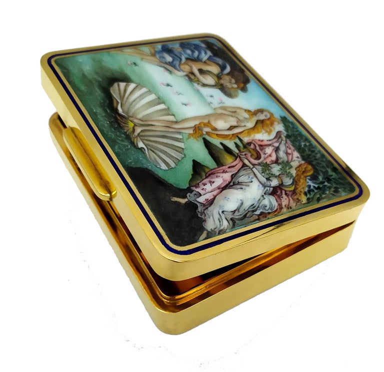 Renaissance Style Guilloche Enamel Box Reproducing "Birth of Venus ...