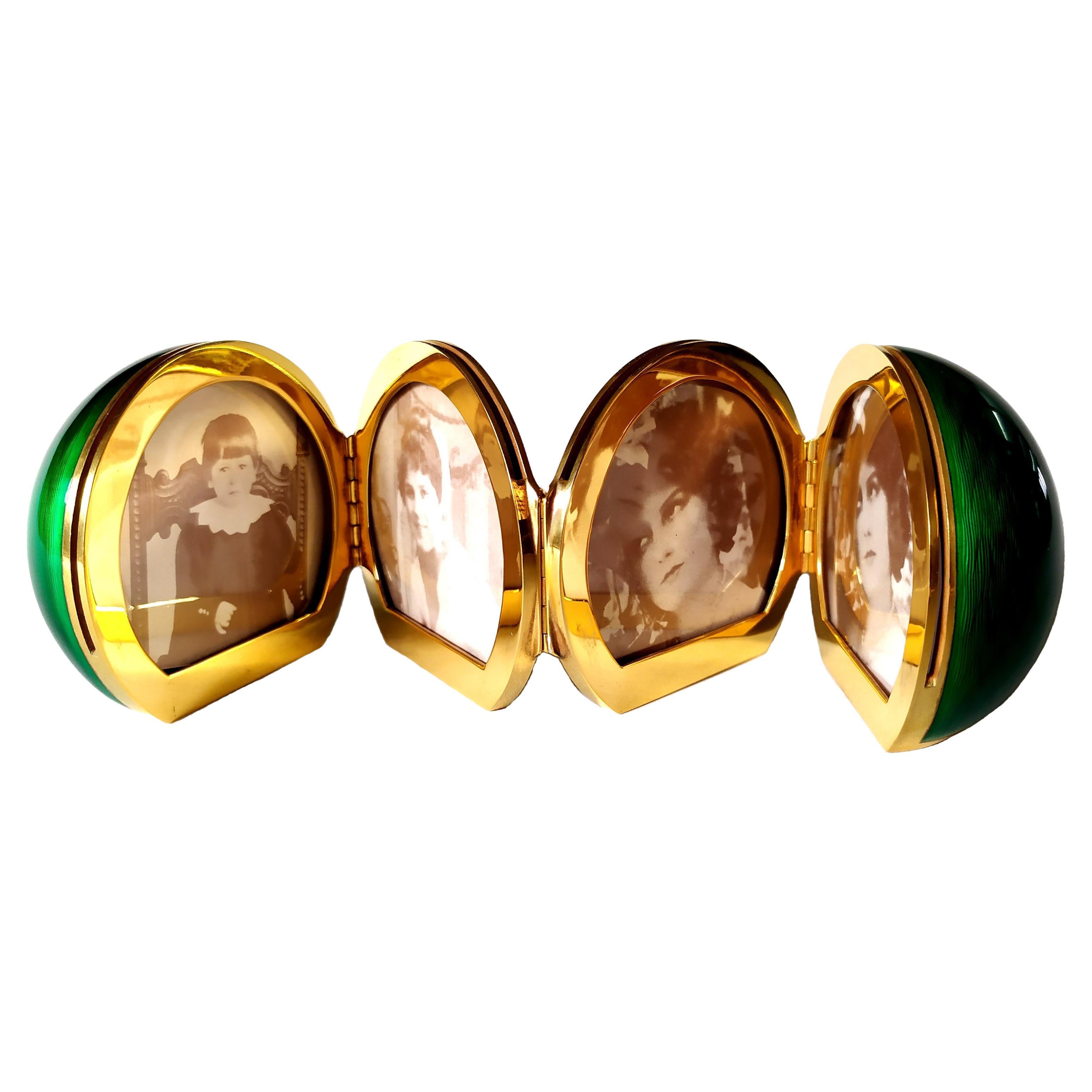 Salimbeni The Sphere, Photo frame 4 portraits, green Enamel on Sterling ...