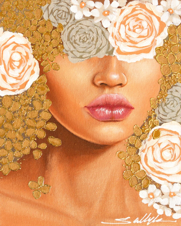 Sally K - Gold I - Original Sally K Figurative Artwork For Sale at 1stDibs