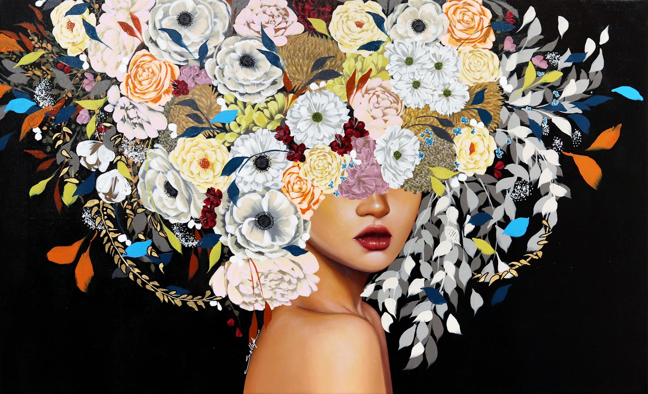 Sally K - Kacey - Soft Floral Figurative Artwork at 1stDibs
