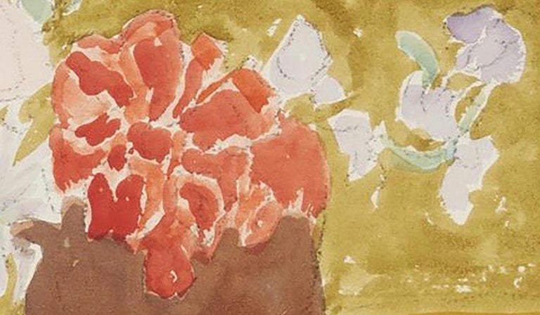 Sally Michel Avery Watercolor "Still Life on a Yellow Table", 1987 For ...