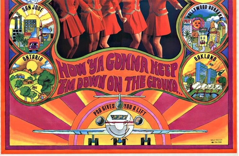Sally Reeder - FLY PSA "For a Song" original 1967 vintage travel poster ...