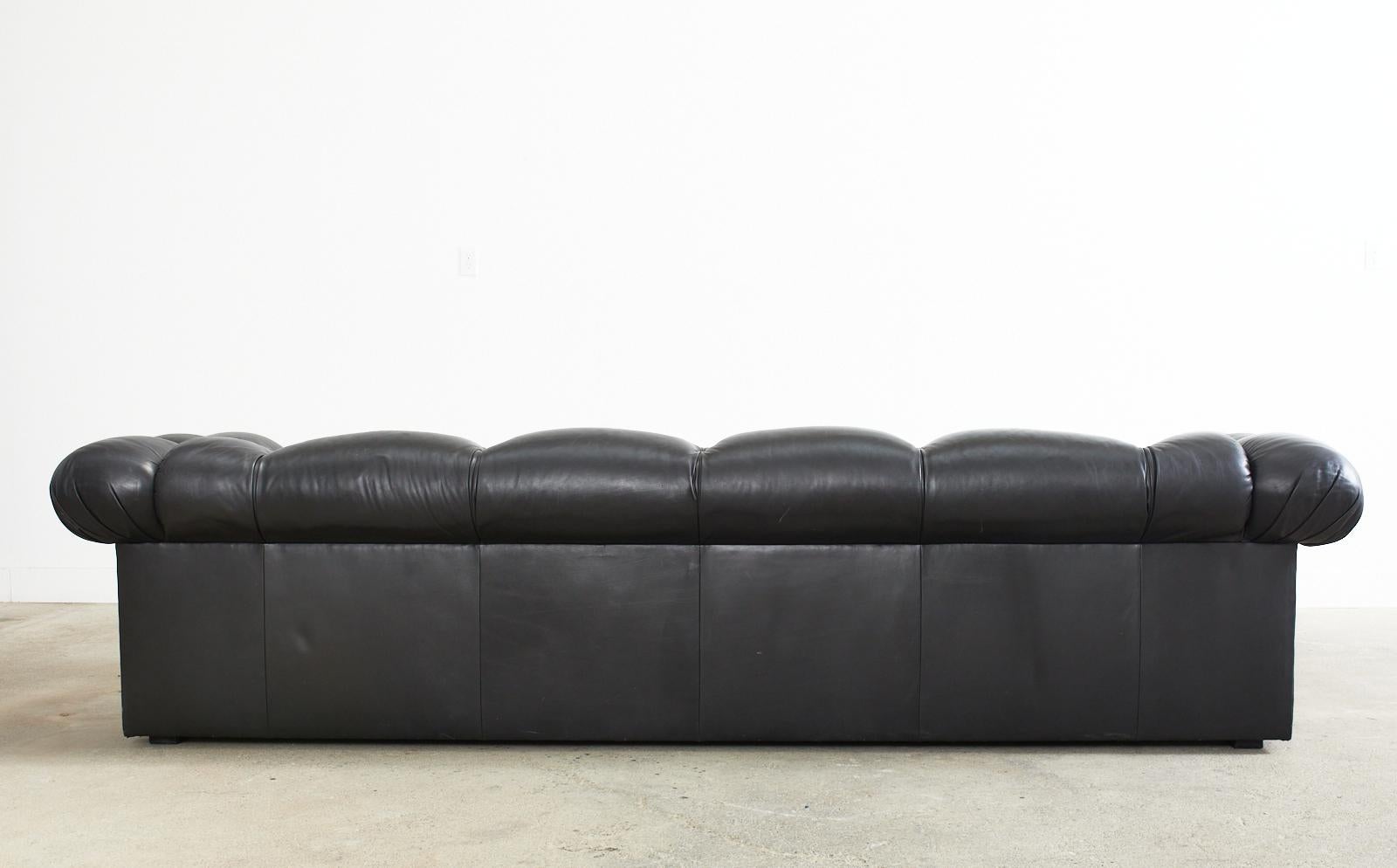 Sally Sirkin Lewis Black Leather Chesterfield Tufted Sofa For Sale at ...