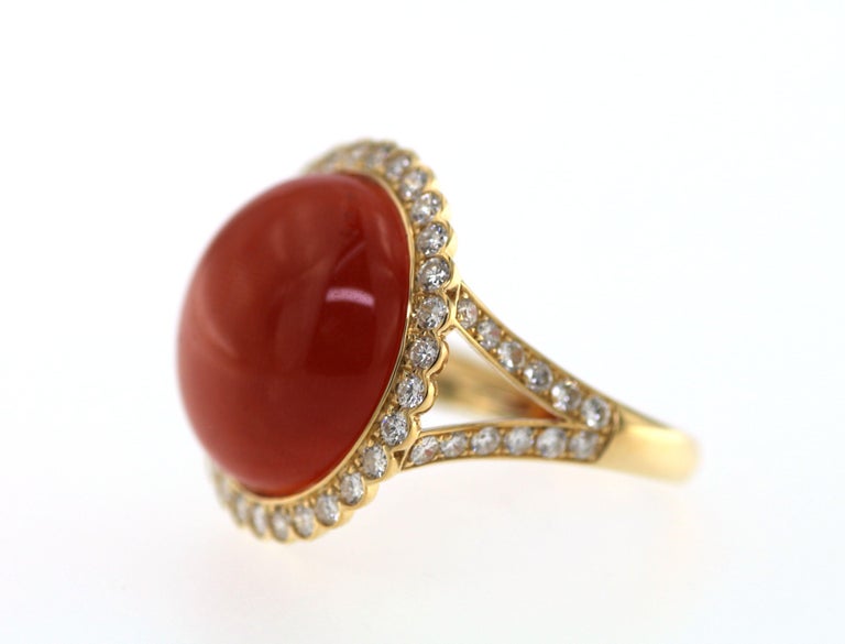 Momo Coral with Diamonds in 18K Yellow Gold at 1stDibs