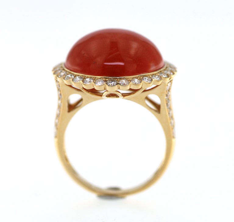 Momo Coral with Diamonds in 18K Yellow Gold at 1stDibs