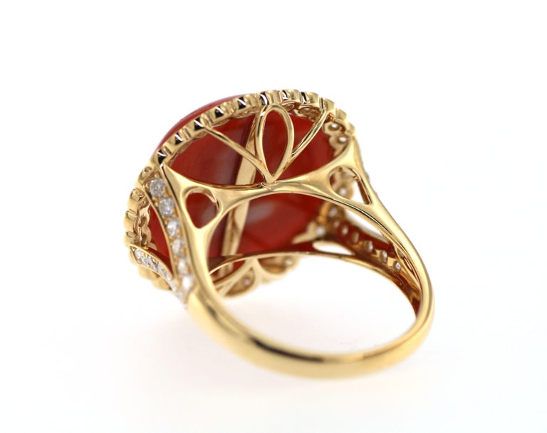 Momo Coral with Diamonds in 18K Yellow Gold at 1stDibs