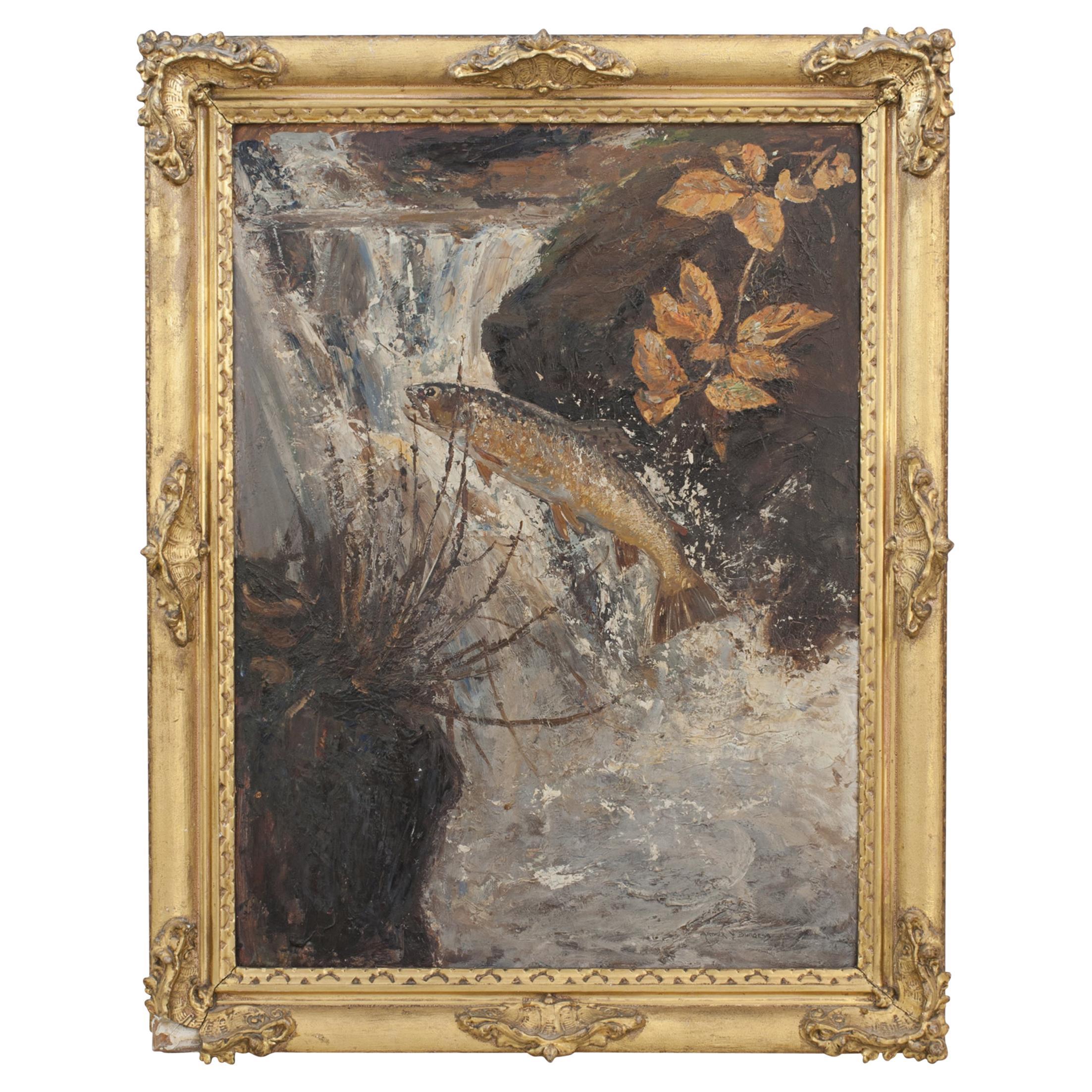 Fishing Oil Painting of Three Perch Oil on Canvas by Roland Knight For ...