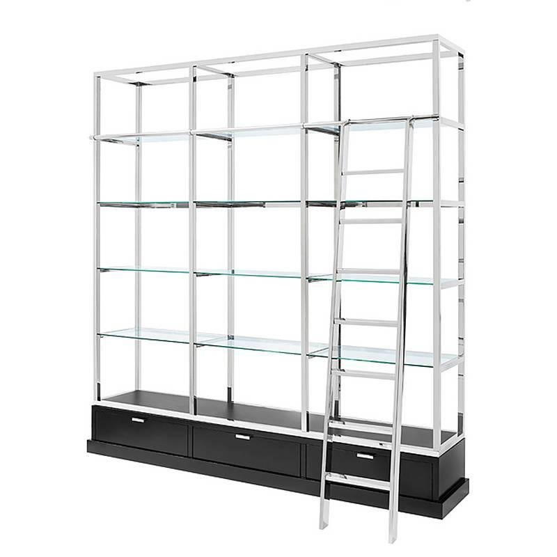 Salon Bookcase in Gold or Chrome Finish at 1stDibs | gold bookcase ...