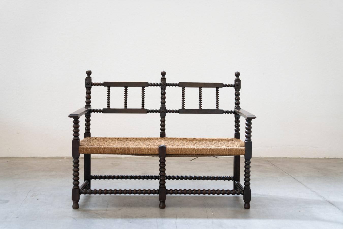 French cast ebony and woven rush early 1900s parlor, set of 6 For Sale ...