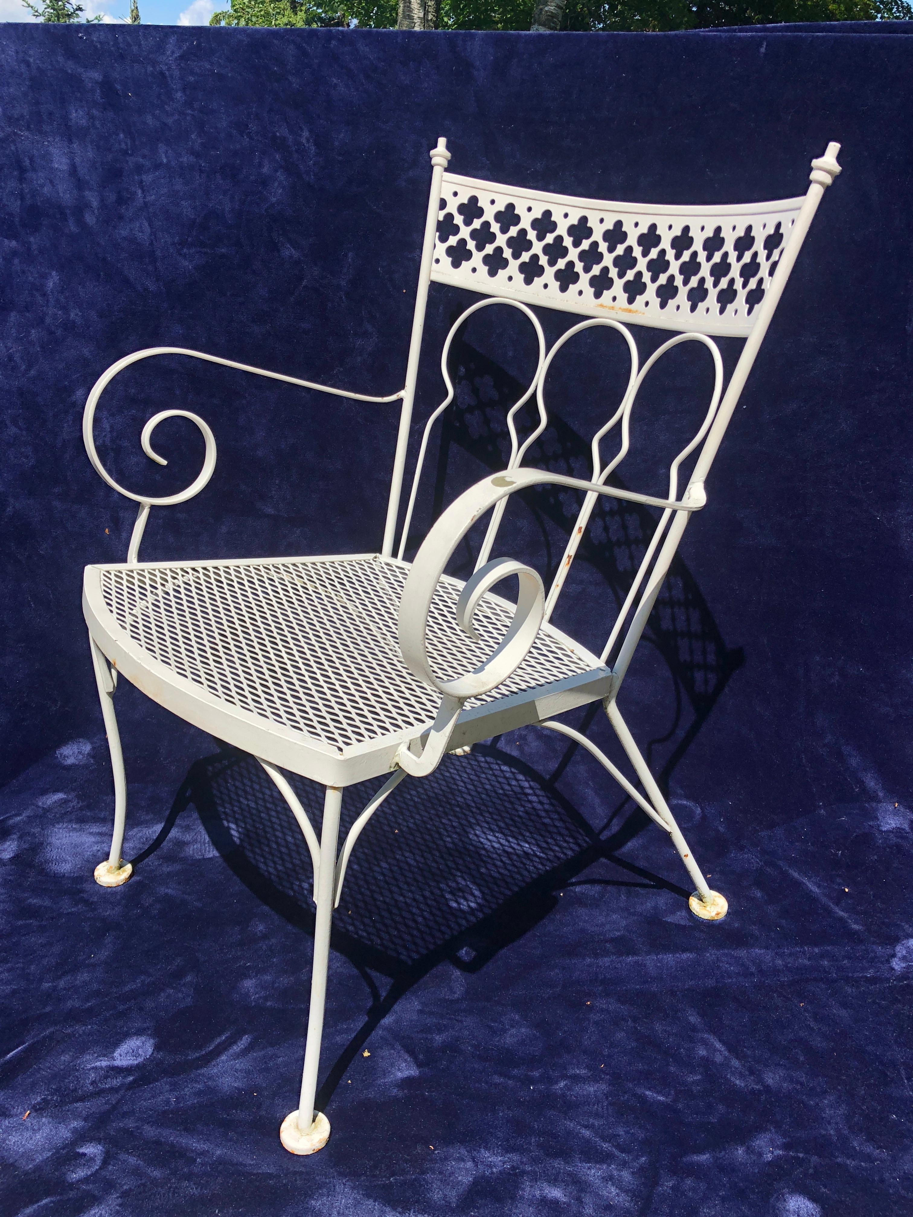 Salterini Mid Century Wrought Iron Taj Mahal Armchair For Sale at 1stDibs
