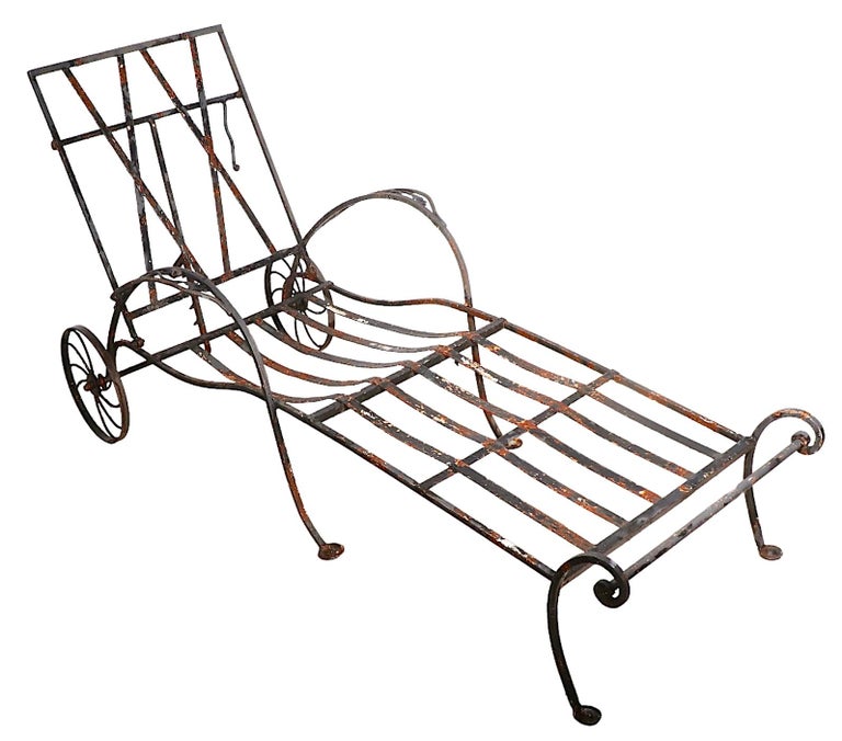 Salterini Mt. Vernon Wrought Iron Chaise Lounge For Sale at 1stDibs