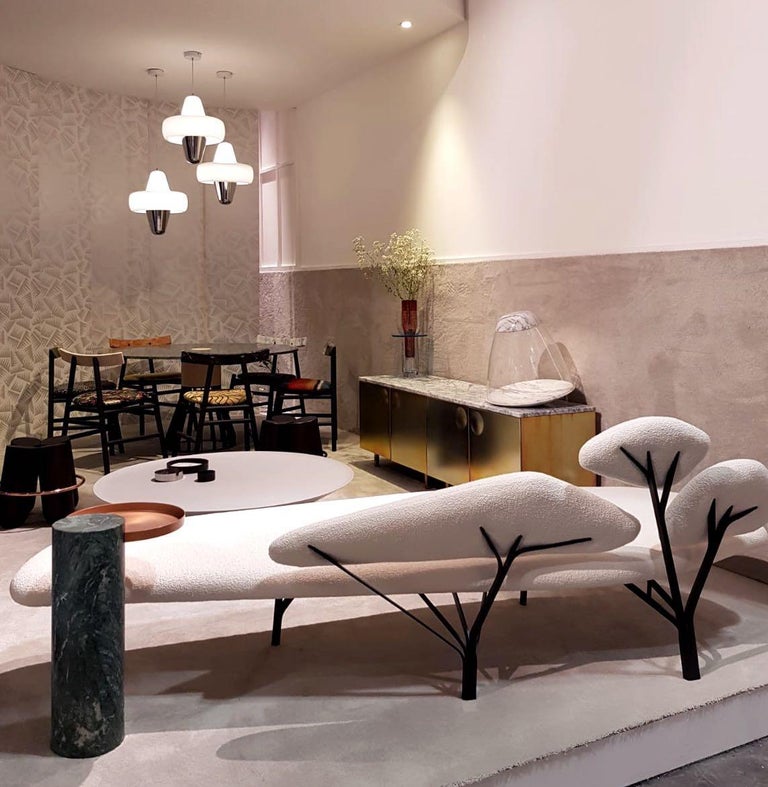 Salute Table 57hcm Green Marble Column Copper Tray by La Chance For ...