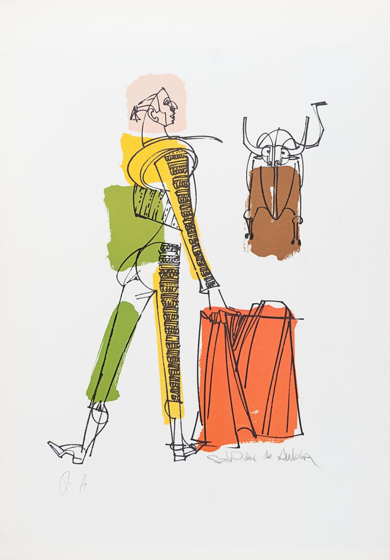 Salvador Aulestia - Torero - Salvador Aulestia (1915-1994) - lithography p.a. For Sale at 1stDibs