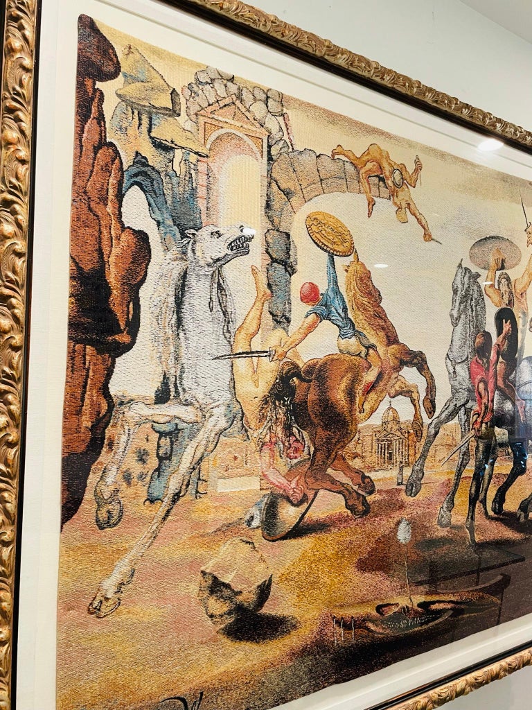 Salvador Dali Large Jacquard Woven Tapestry, Signed, "Battle Around ...