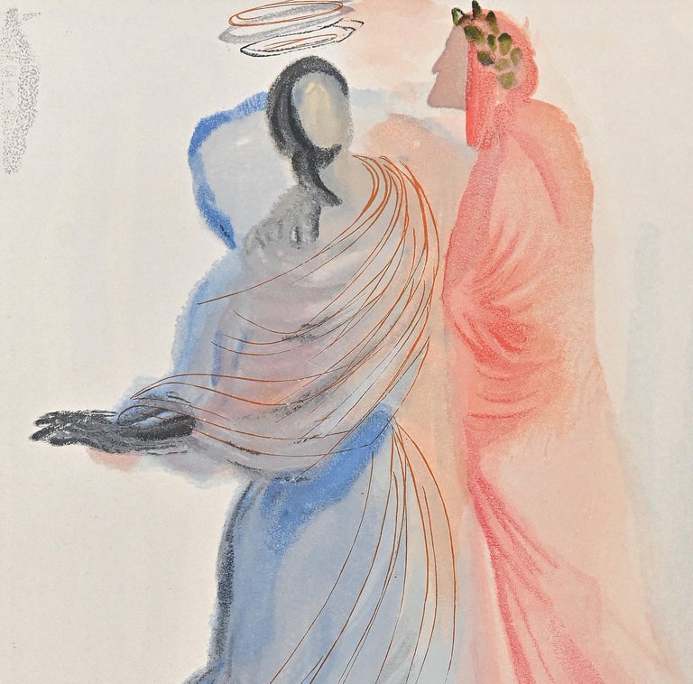 Beatrice Comforts the Poet - Woodcut Print - 1963 For Sale at 1stDibs