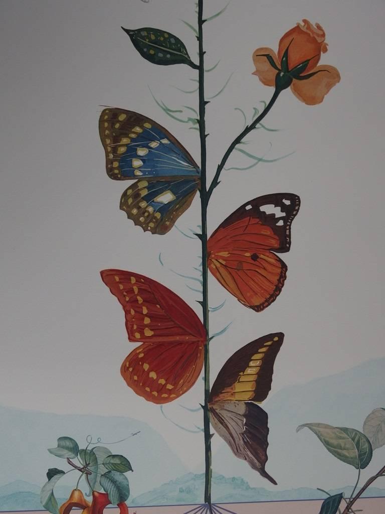 Salvador Dalí­ - Flordali II : Butterfly Rose - Original lithograph ...