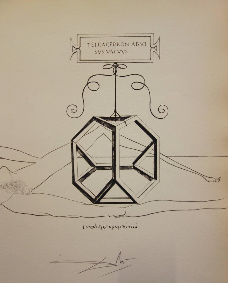 Salvador Dalí­ - L'immortalité tétraédrique du cube - Original etching ...