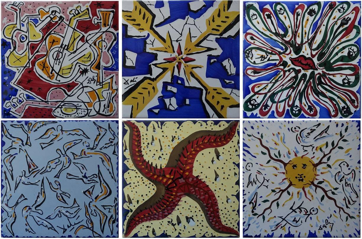 Complete set of 6 ceramic tiles designed by Dali - 1954 at 1stDibs