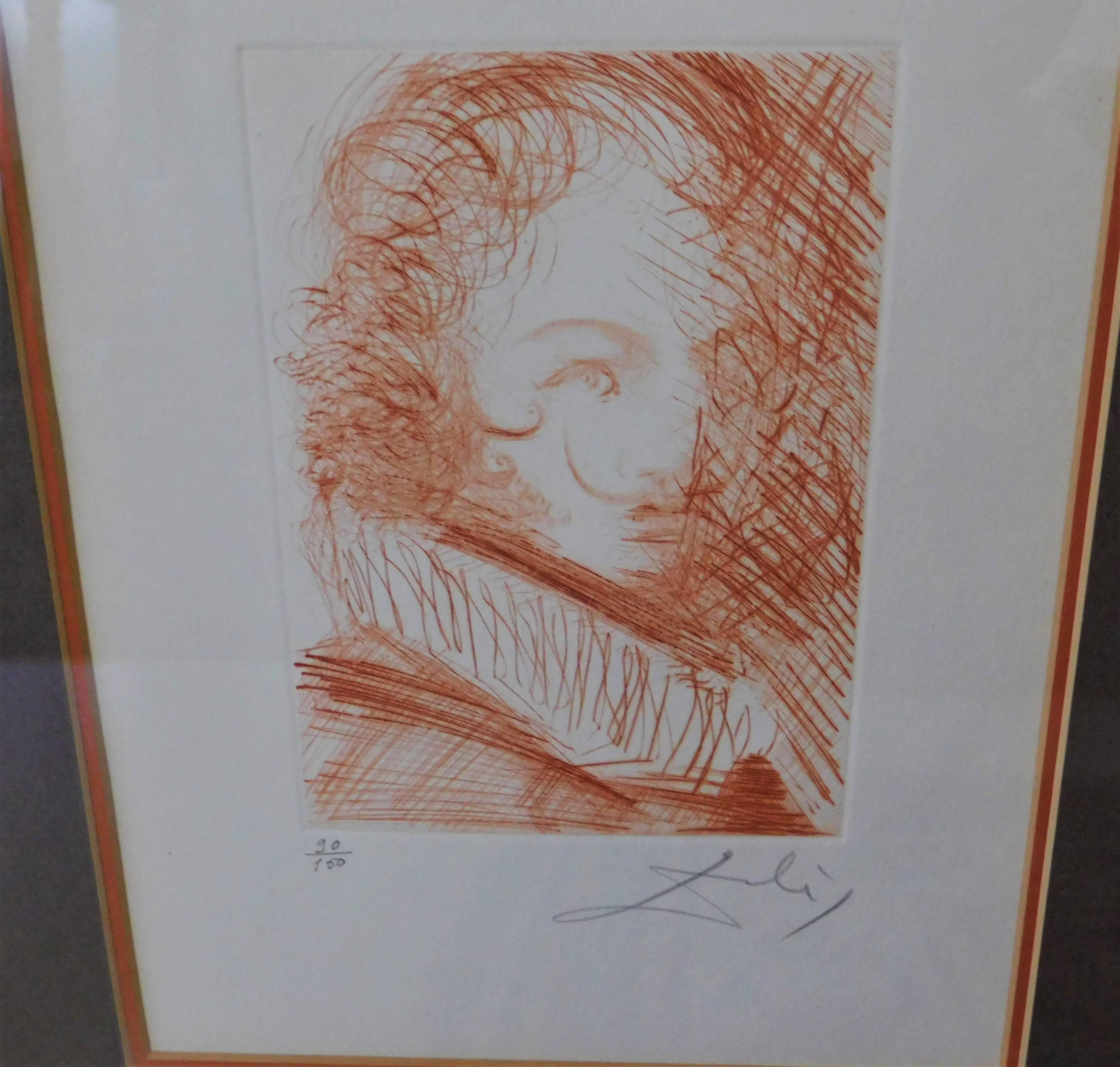 Salvador Dali "Self Portrait" Hand Signed Limited Edition Etching at ...