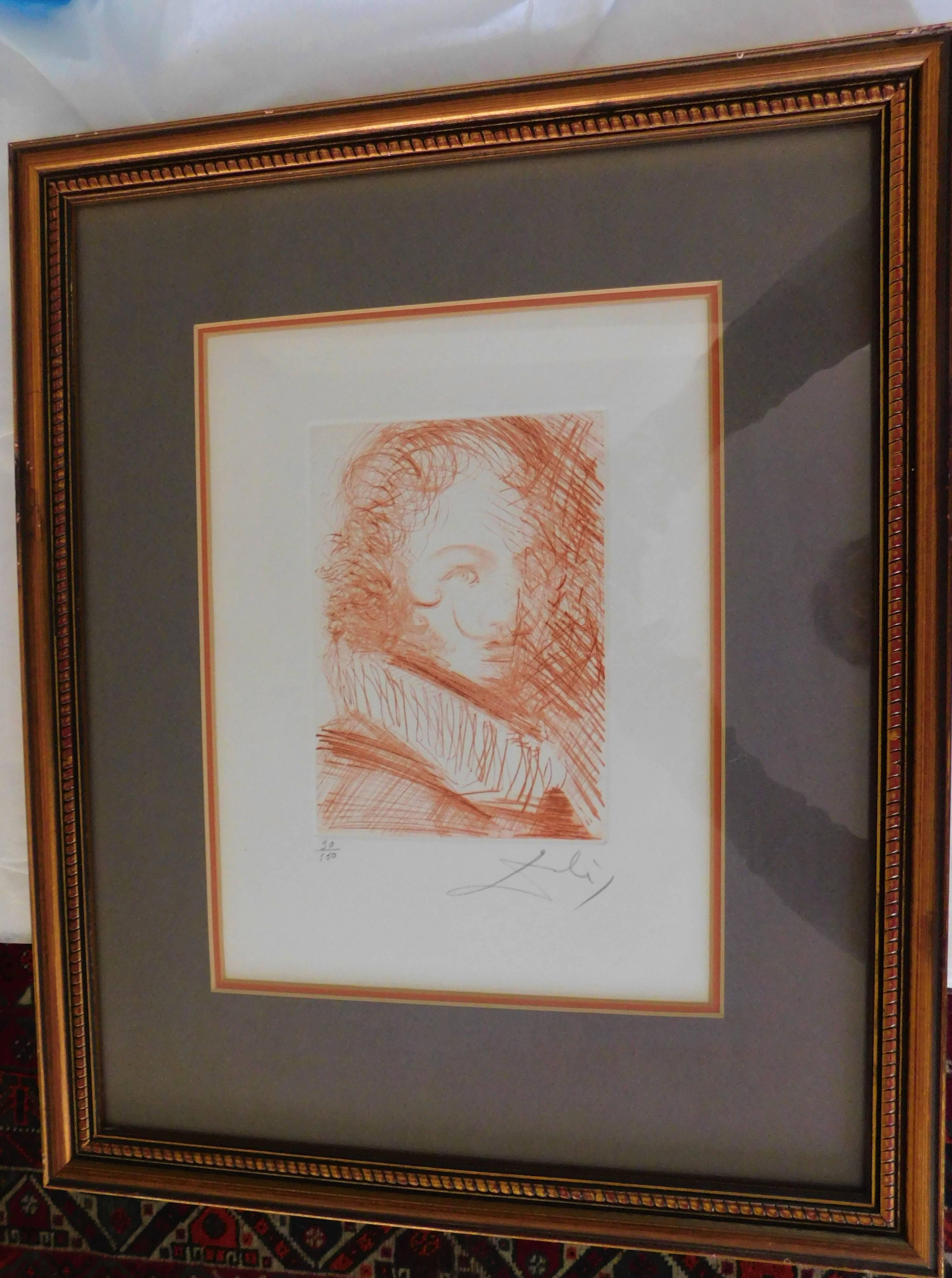 Salvador Dali "Self Portrait" Hand Signed Limited Edition Etching at ...