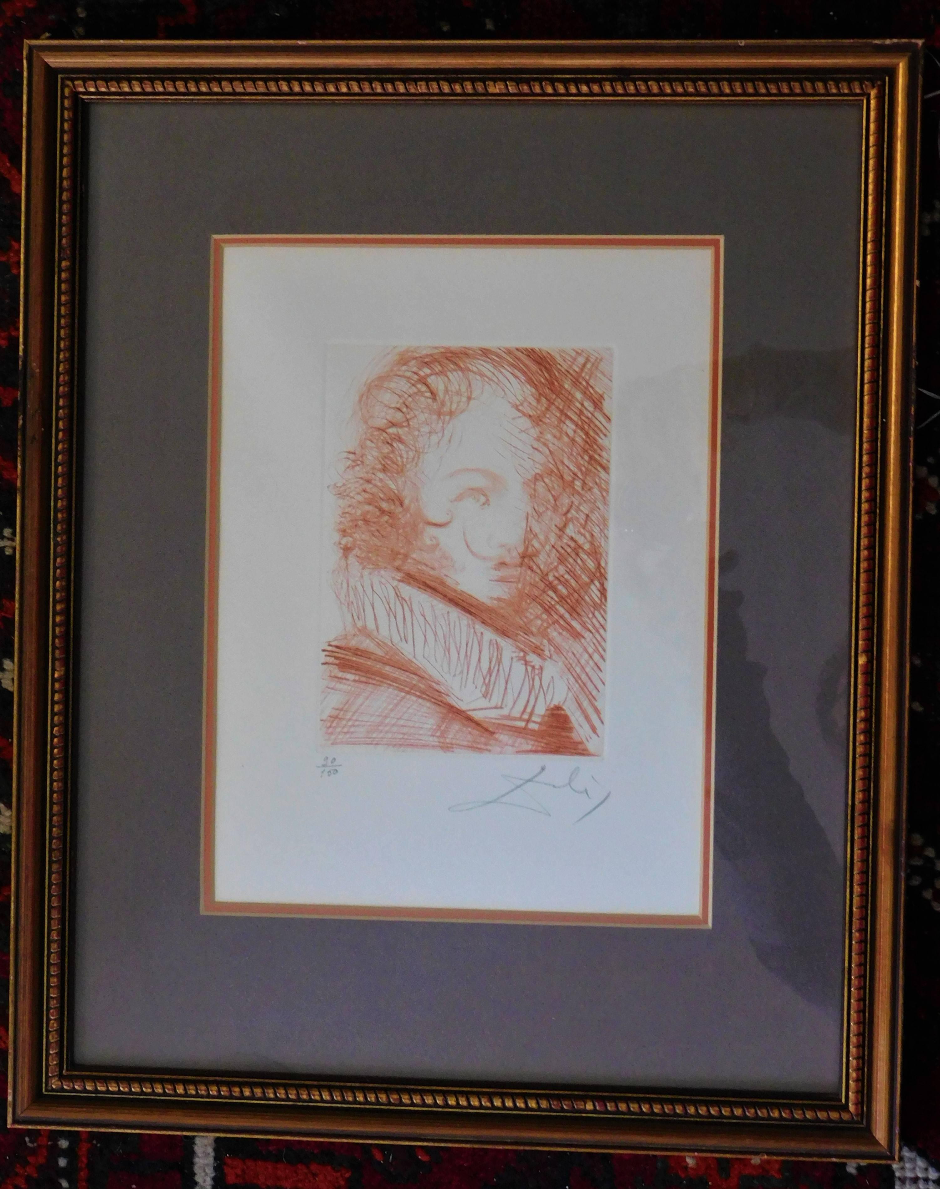 Salvador Dali "Self Portrait" Hand Signed Limited Edition Etching at ...