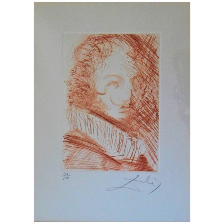 Salvador Dali "Self Portrait" Hand Signed Limited Edition Etching at ...
