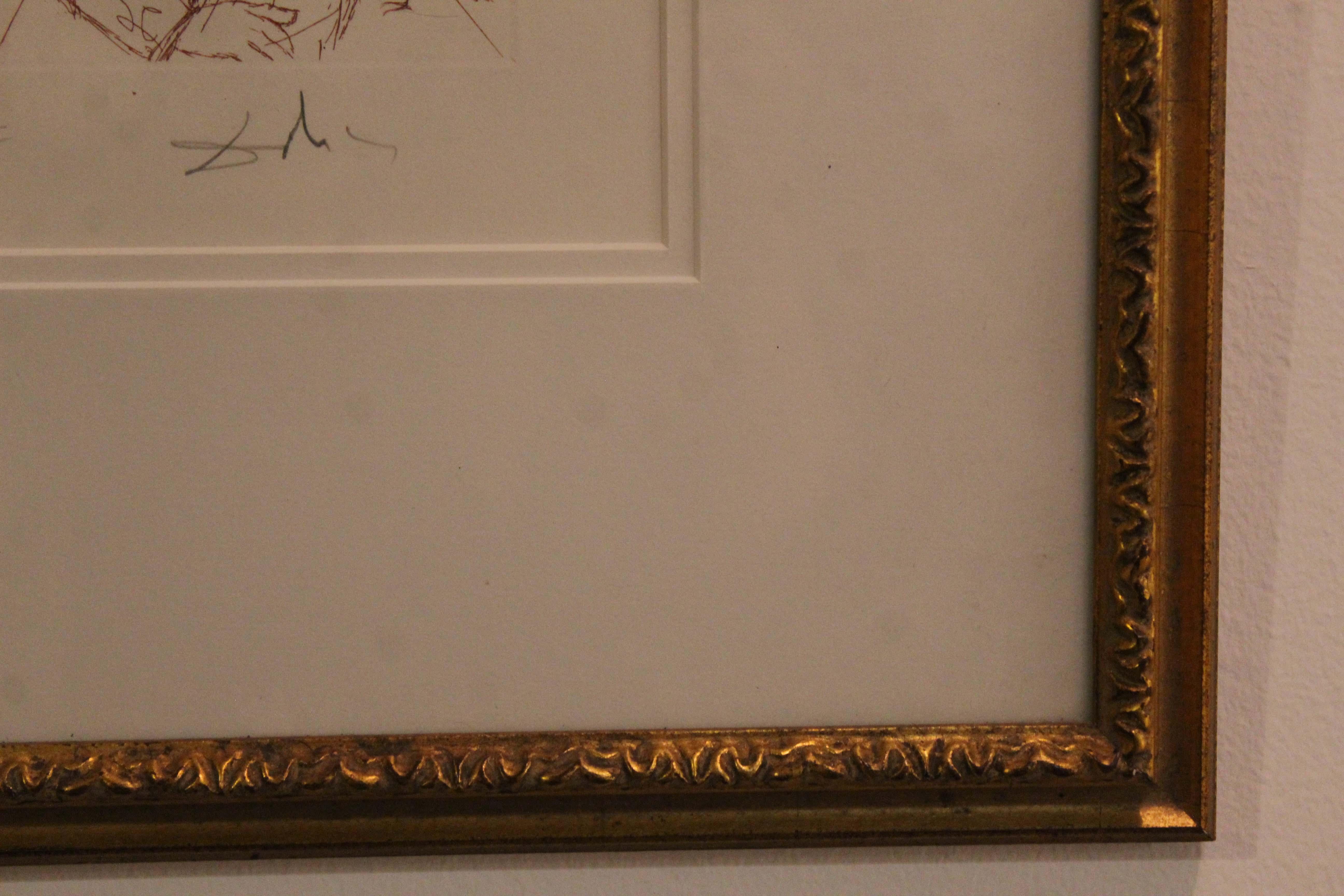 Salvador Dali Walt Disney Portrait Hand Signed Etching For Sale at 1stDibs