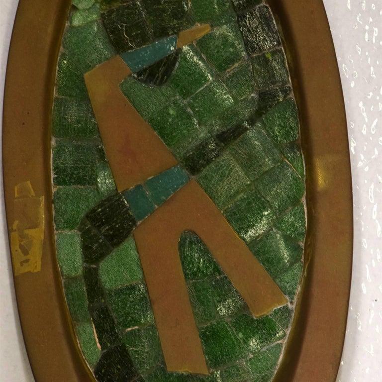 Salvador Teran Wall Art Mosaic Tile Tray Brass and Jade Green Stone ...