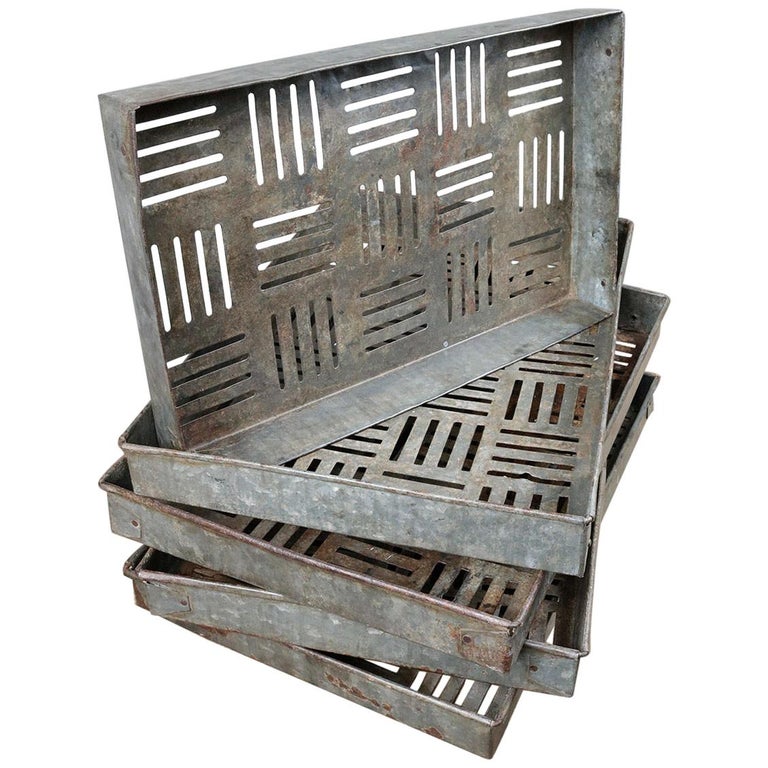 Salvaged Metal Cutout Rectangular Sieve Tray, 20th Century For Sale at ...