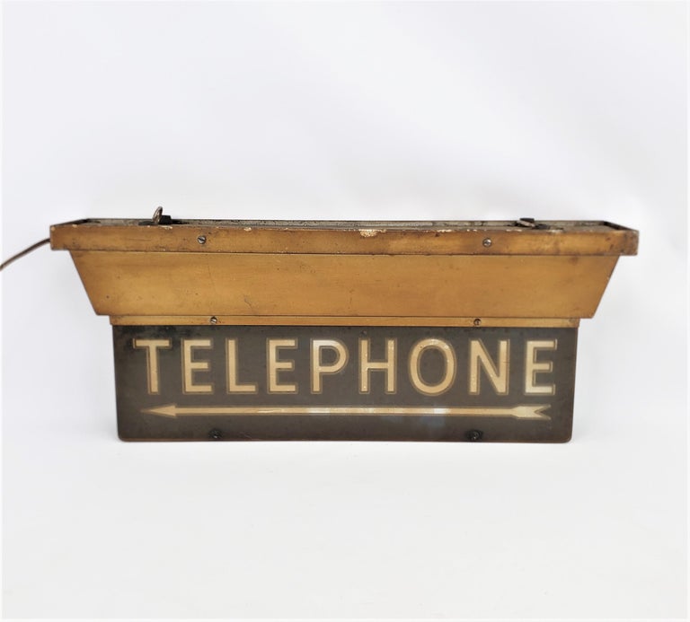 Salvaged Mid-Century Era Commercial Lighted Telephone Direction Sign ...