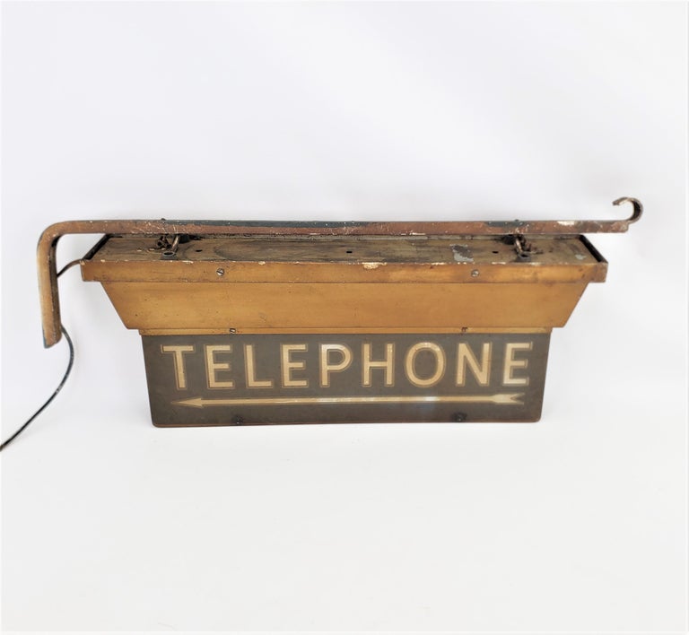 Salvaged Mid-Century Era Commercial Lighted Telephone Direction Sign ...