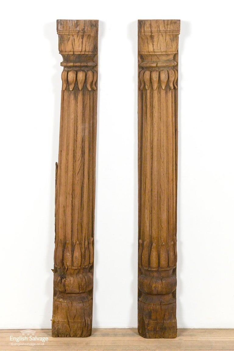 Salvaged Old Wooden Reeded Half Pillars, 20th Century For Sale at 1stDibs