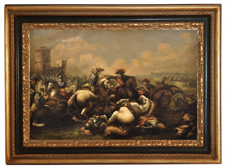 Salvatore Alfano - CAVARLY BATTLE- Neapolitan School - Oil on Canvas ...