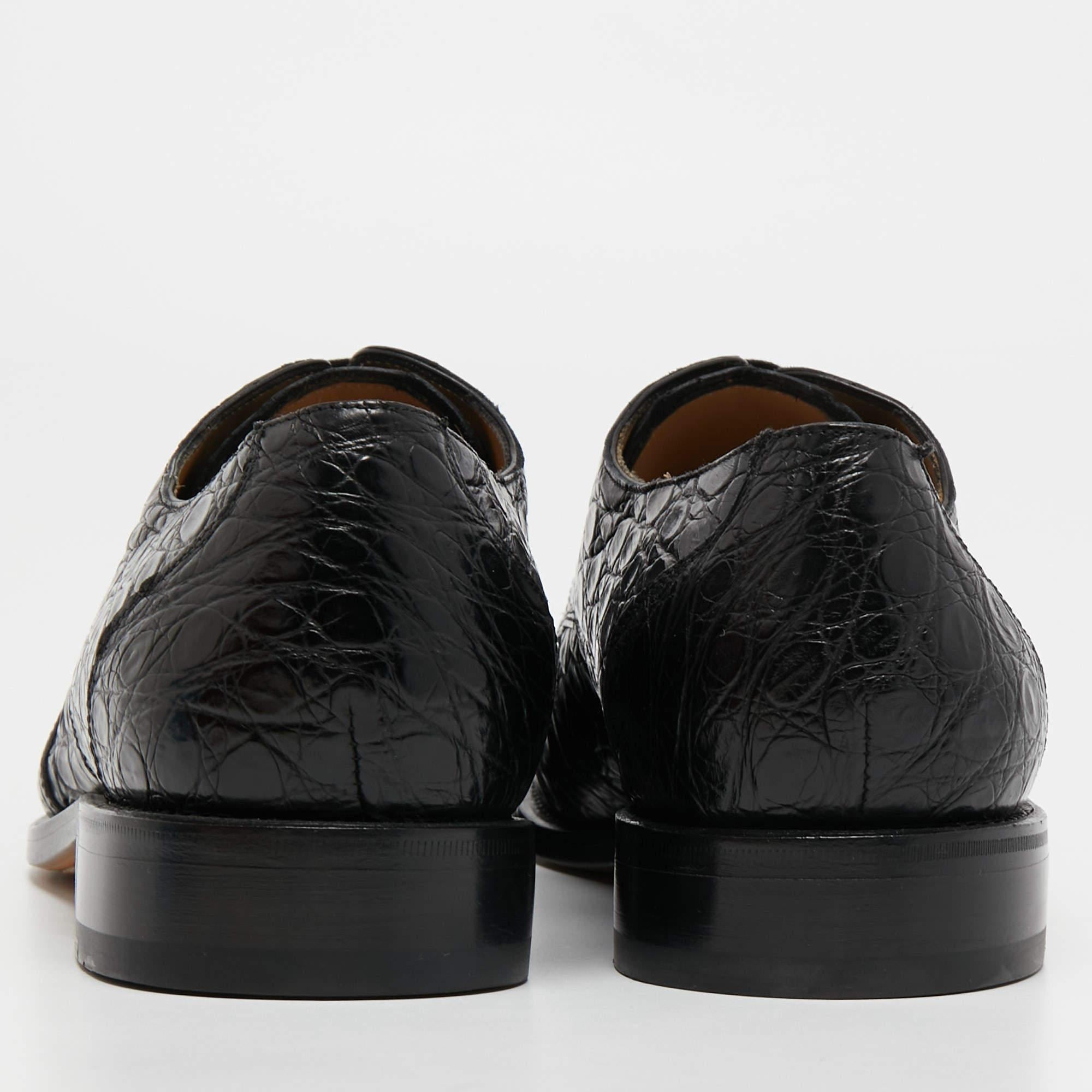 Salvatore Ferragamo Black Alligator Nordland Derby Size 43 at 1stDibs