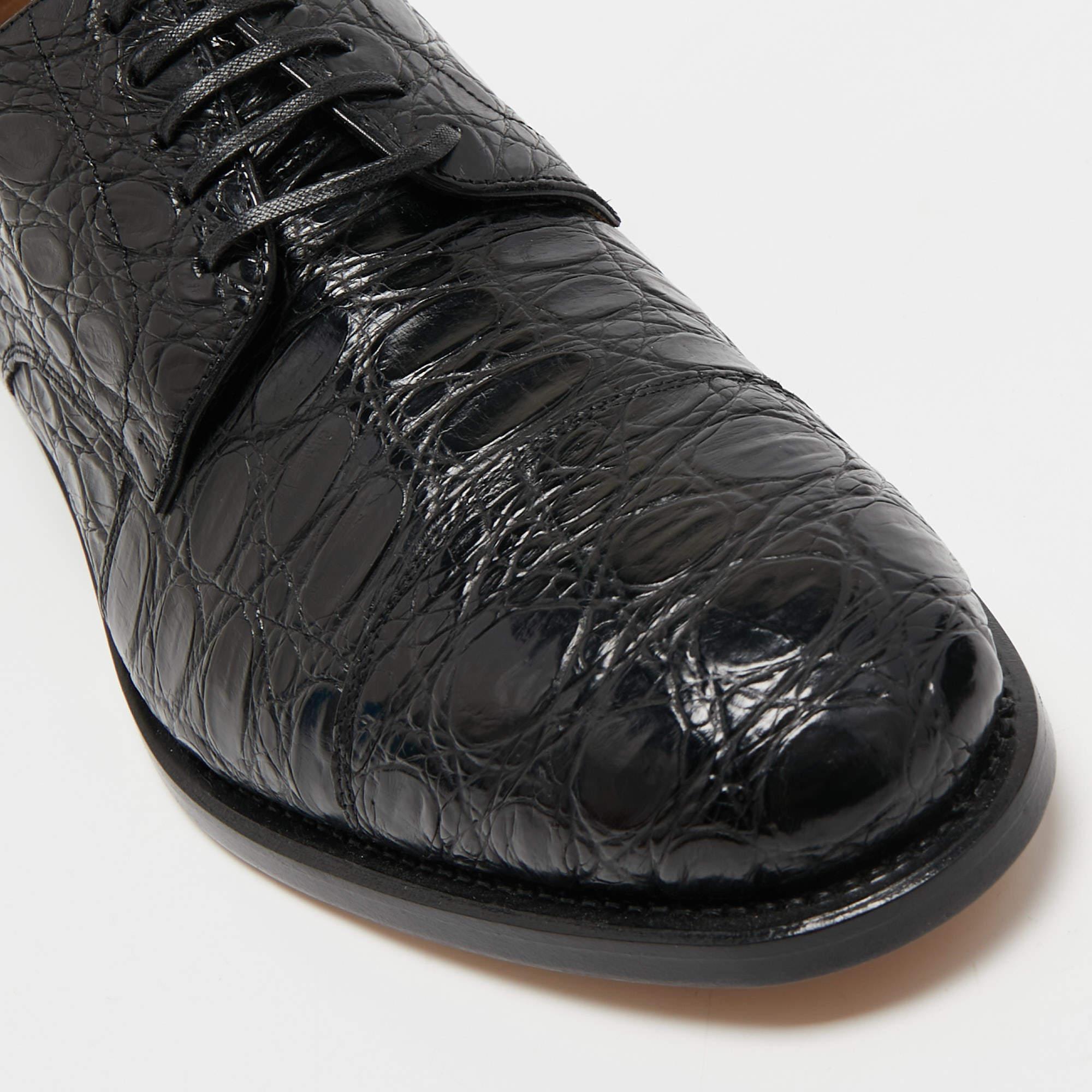 Salvatore Ferragamo Black Alligator Nordland Derby Size 43 at 1stDibs