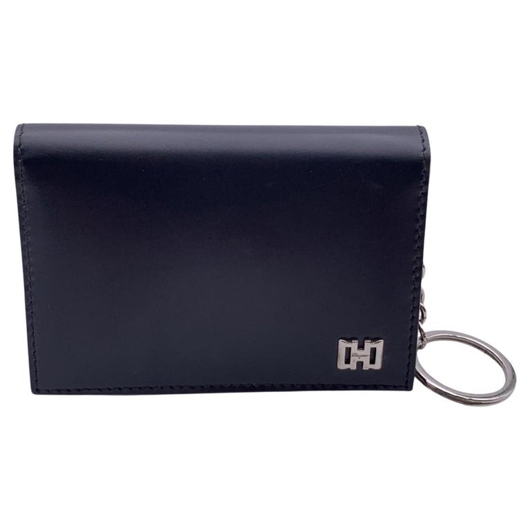 Salvatore Ferragamo Black Leather Card Case Wallet Keyring For Sale at ...