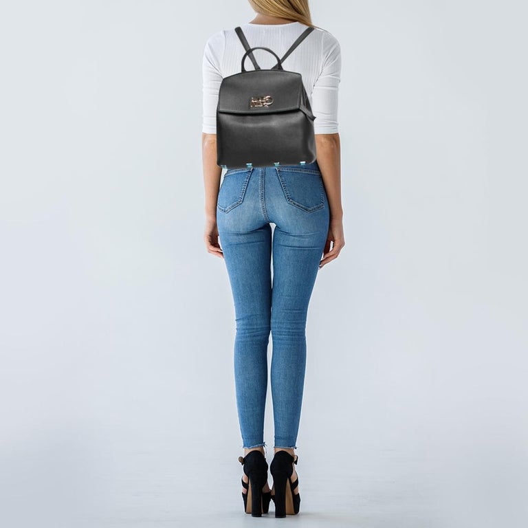 Salvatore Ferragamo Black Leather Studio Backpack at 1stDibs