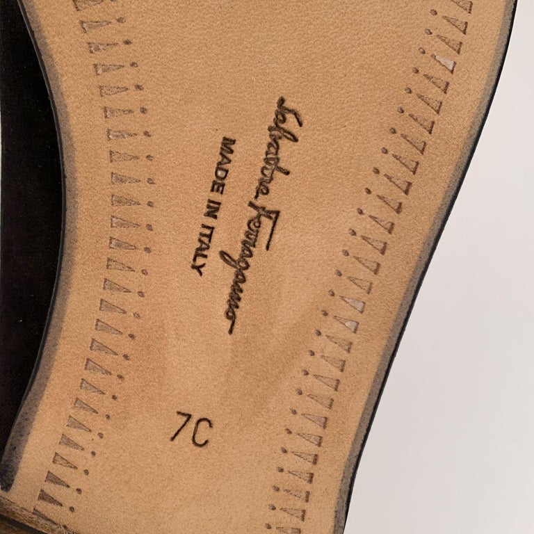 Salvatore Ferragamo Black Velvet Girl Mules Shoes Size 7C 37.5C For ...