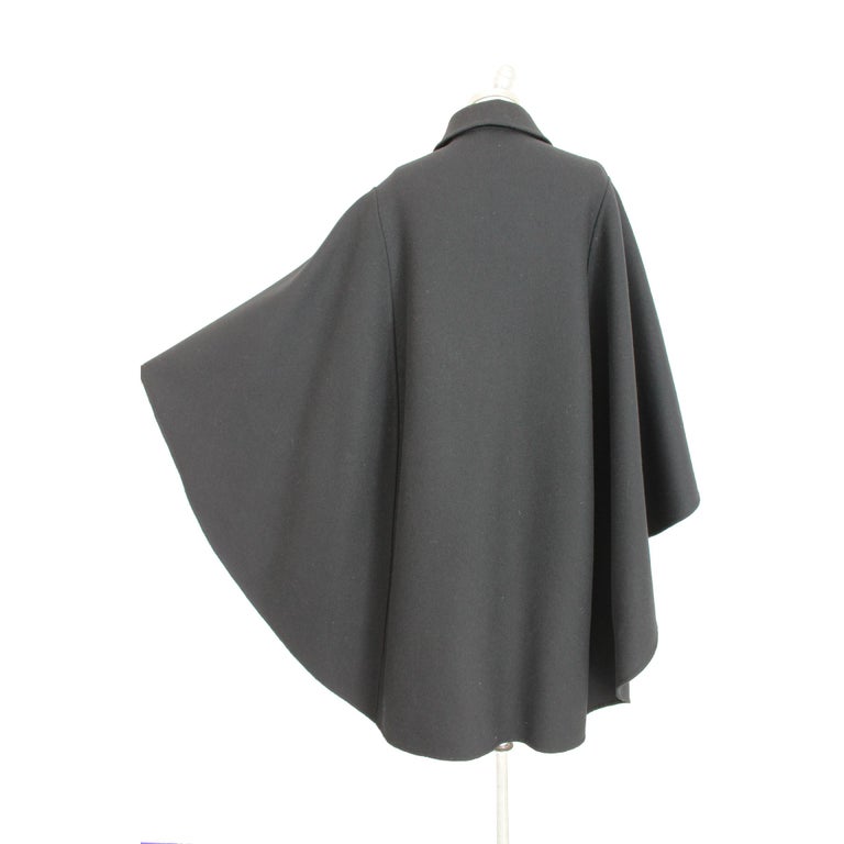 Salvatore Ferragamo Black Wool Batwing Cape Coat 1990s at 1stDibs